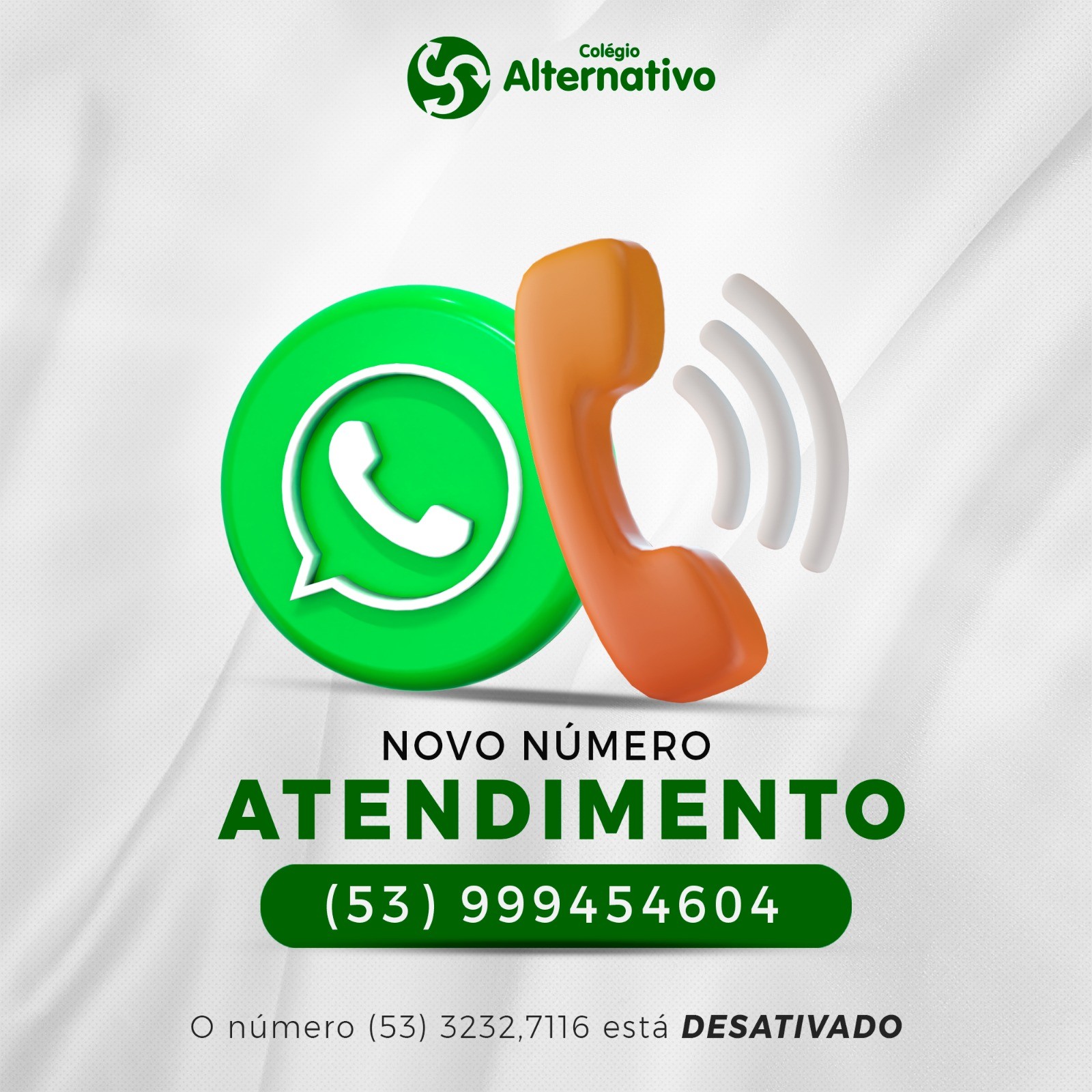Novo contato telefônico | Colégio Alternativo